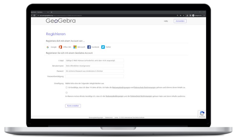 GeoGebra Account erstellen – Hilfe-Center