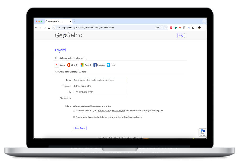 GeoGebra Hesabı Oluşturun – Yardım Merkezi